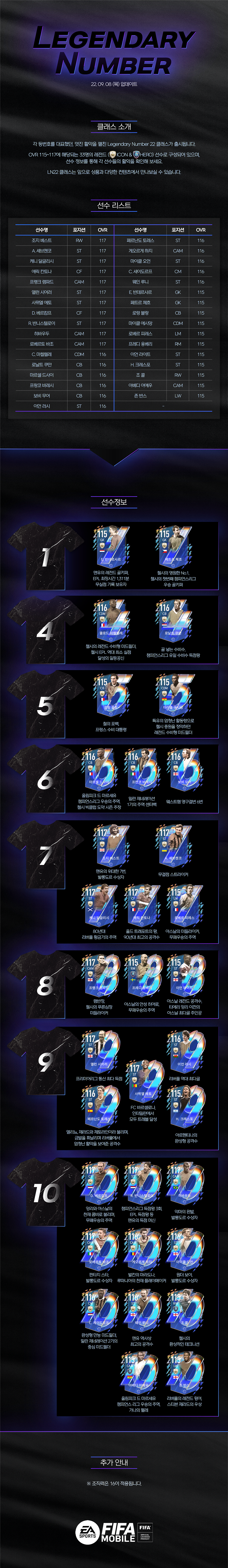 9/8(목) 신규 클래스 안내 [Legendary Number 22]