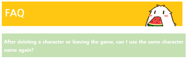 After deleting a character, can I use the same character name again?