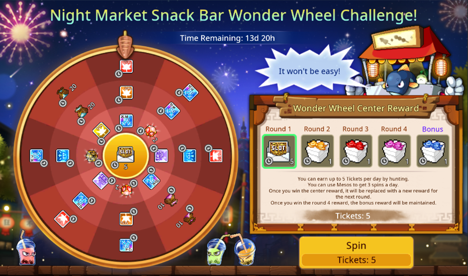 🎯 Night Market Snack Bar Wonder Wheel Challenge!