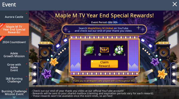 Maple M TV Year End Special Rewards! 🎊