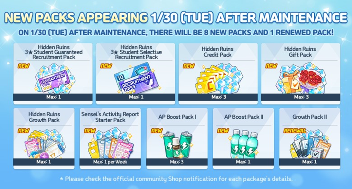 1/30 (Tue) Shop Notice