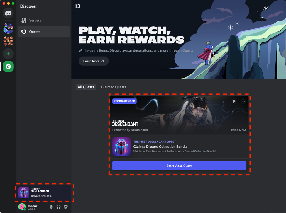 (Ended)Watch Discord Video Quest Event Info