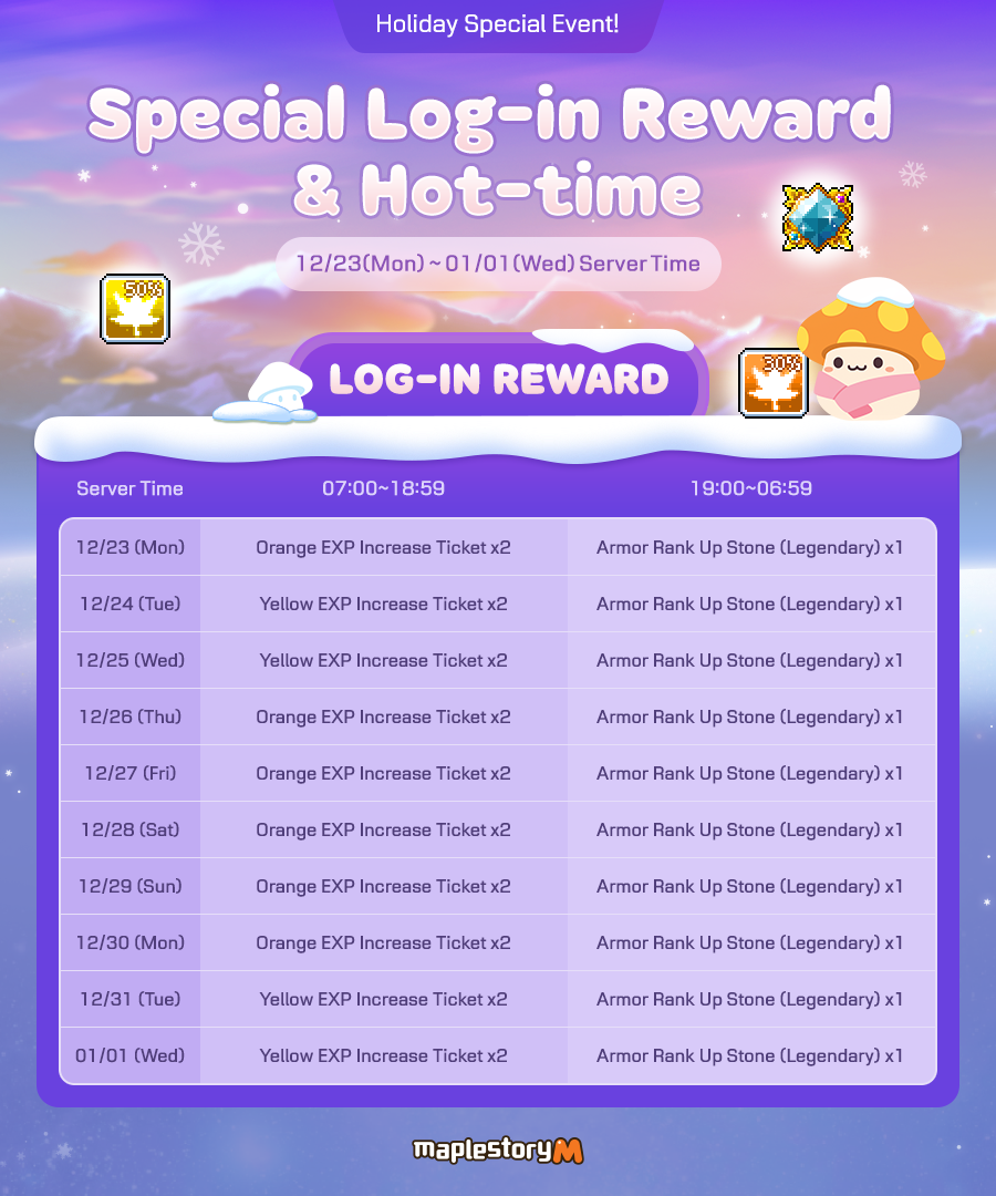 🎁 Holiday Special Log-in Reward & Hot-time 🎉